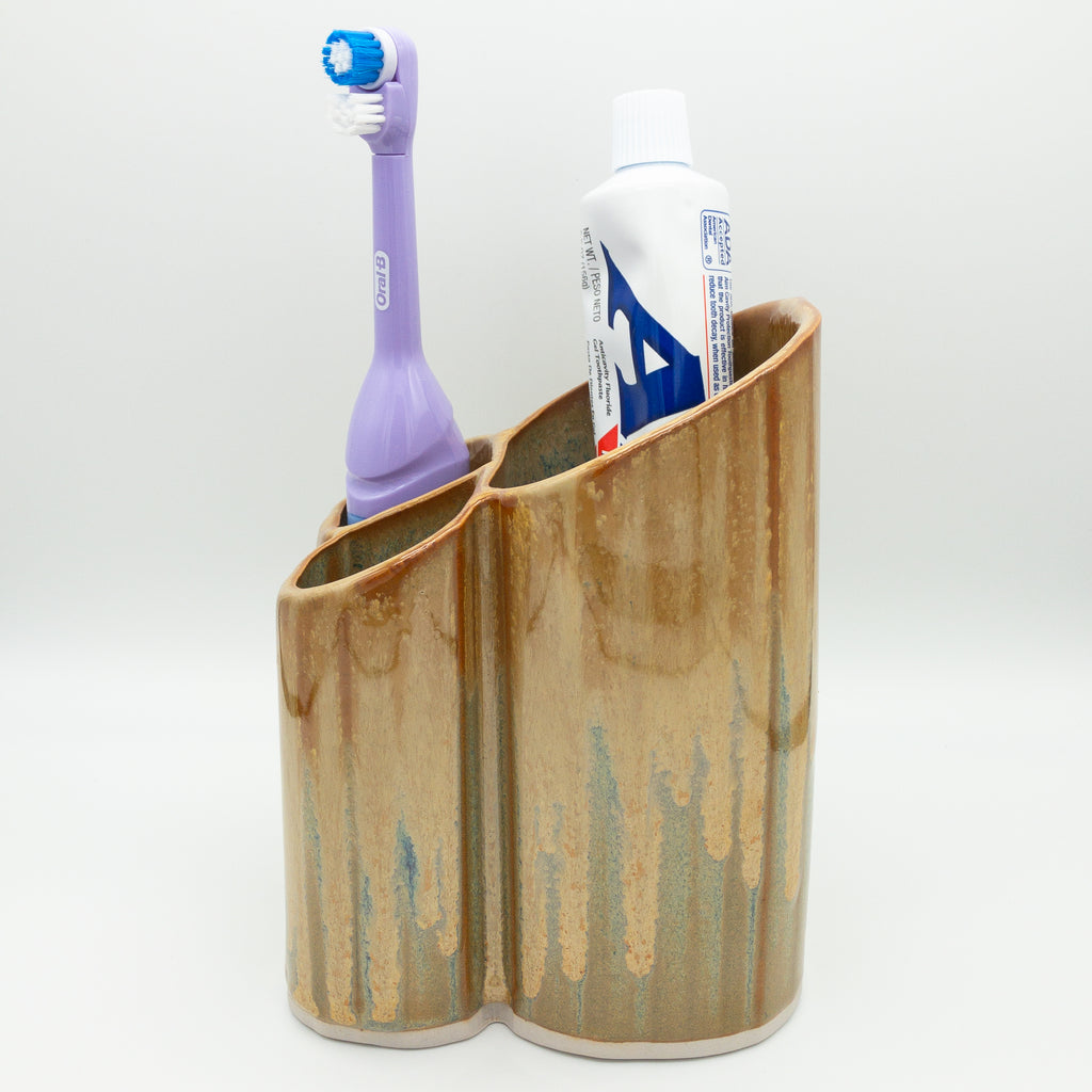 Dual Toothbrush Holder - Gold — HandCraft House